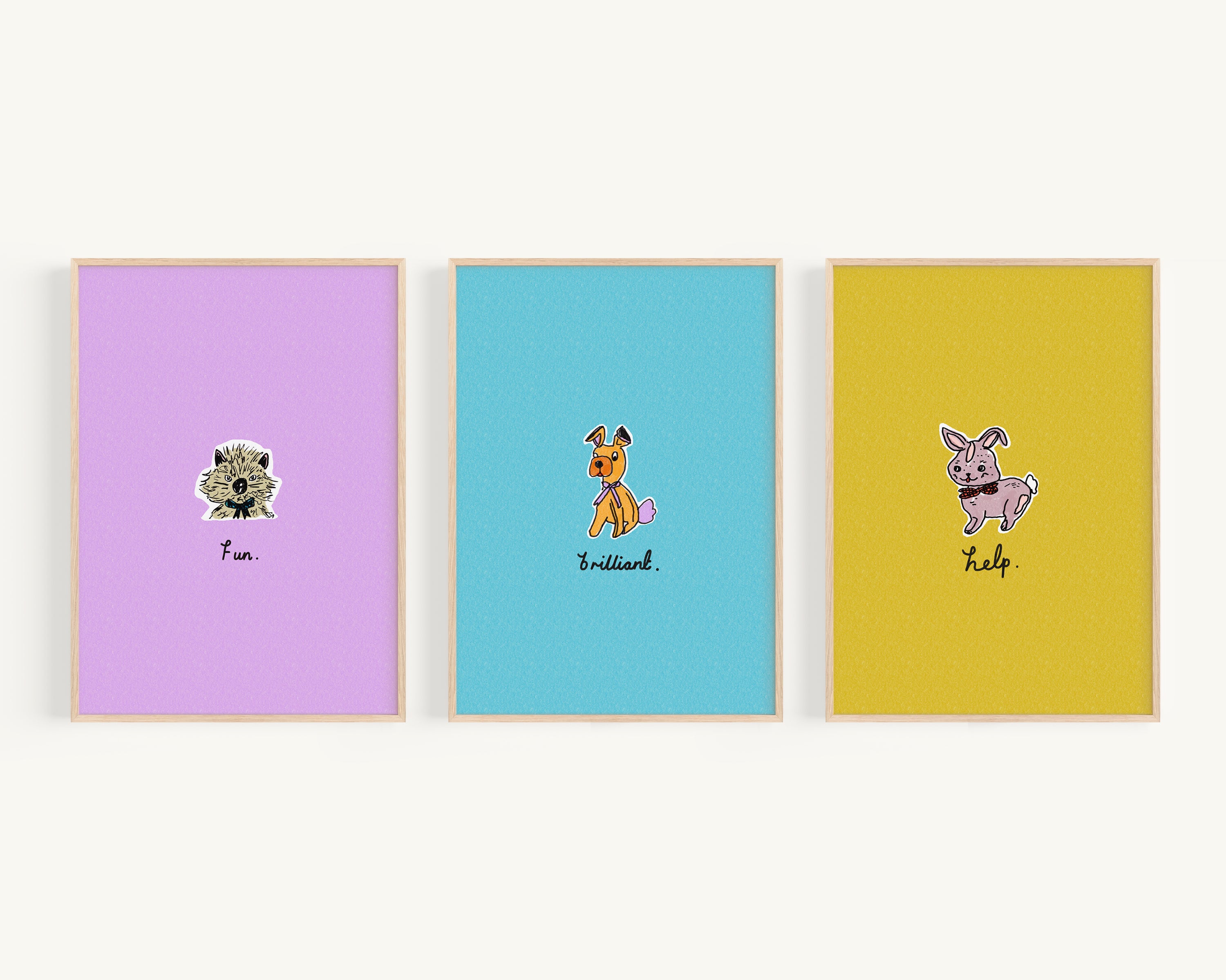 Vintage Toys Art Print 3 Set. Dog, Cat, Rabbit - A4 – Hannah Evelyn ...